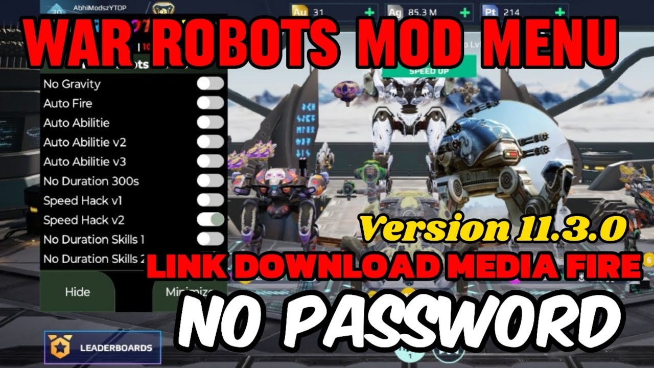 War Robots mod menu after update version 11.3.0 - YouTube