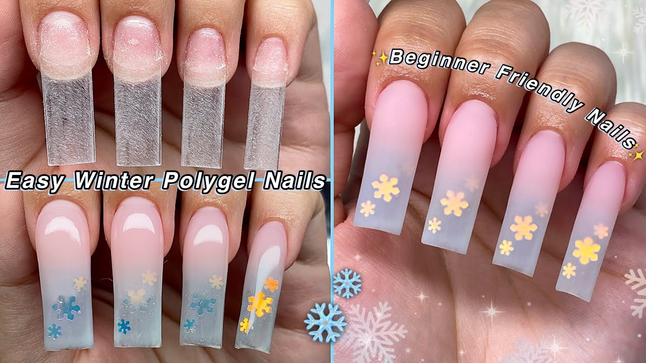 EASY WINTER POLYGEL NAILS ️ BEGINNER FRIENDLY NAILS & POLYGEL OMBRE ...