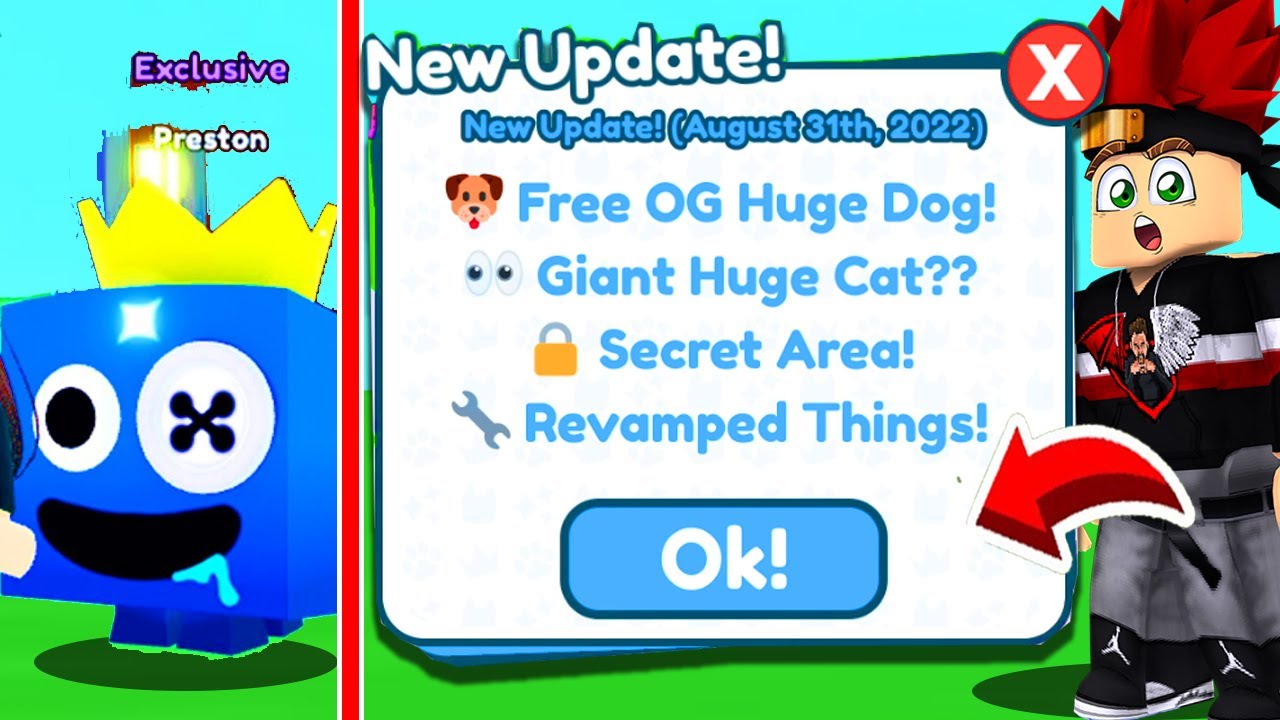 Noul UPDATE si ULTIMUL HUGE GRATIS de la Preston in Pet Simulator X ...