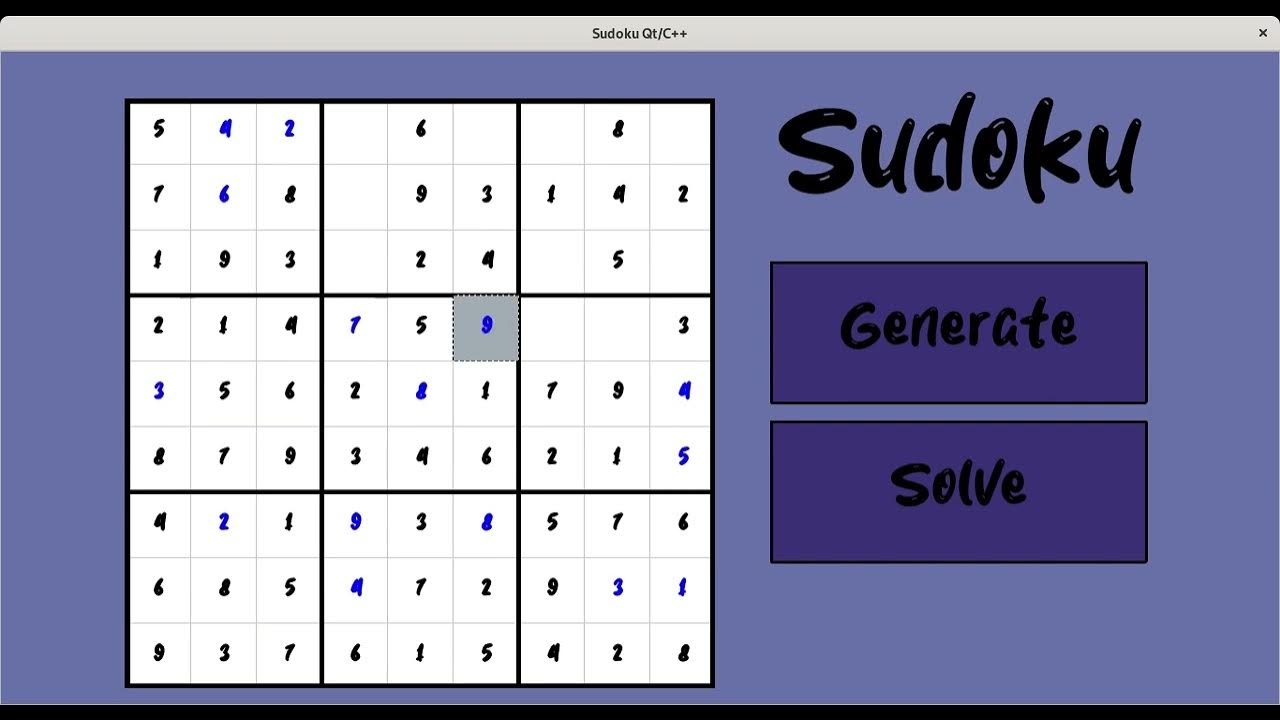 Sudoku Qt/C++ - YouTube