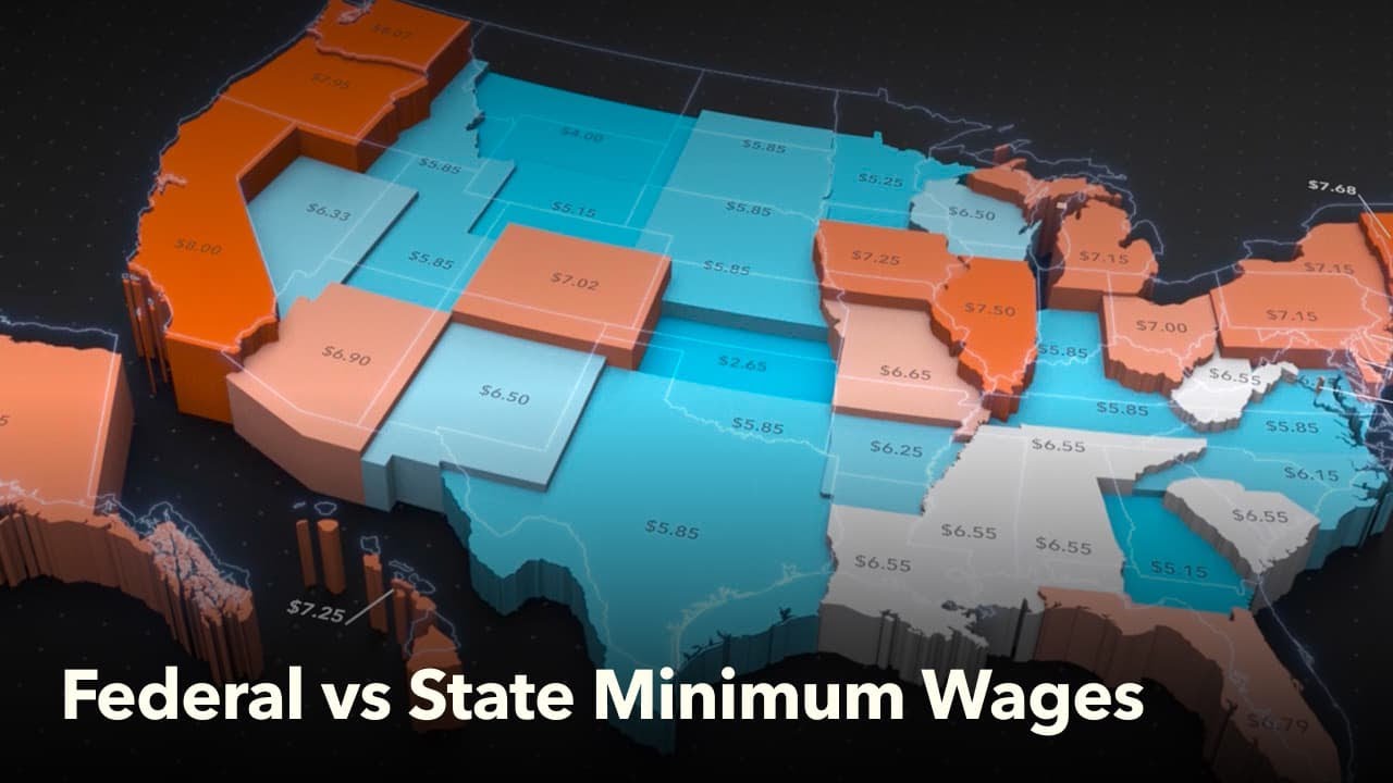 Animated Maps: Federal vs State Minimum Wages - YouTube