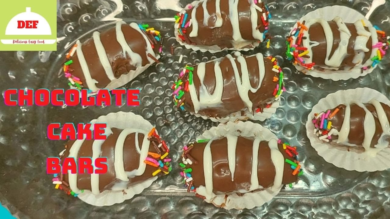 Mini Chocolate Cake Bars Recipe | Chocolate Bars for kids | No Oven ...
