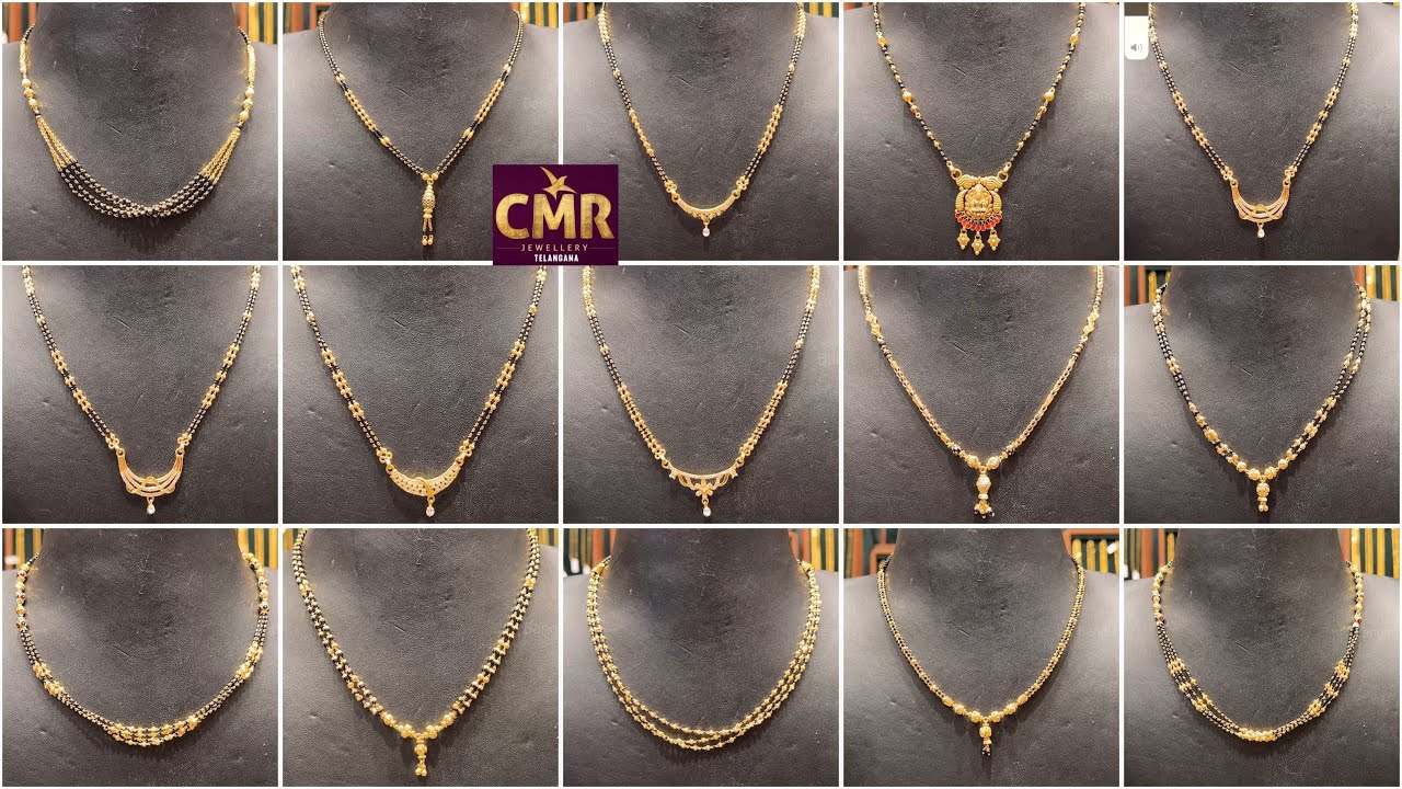 Short nallapusalu | Gold Blackbeads chains | Dailywear simple short ...