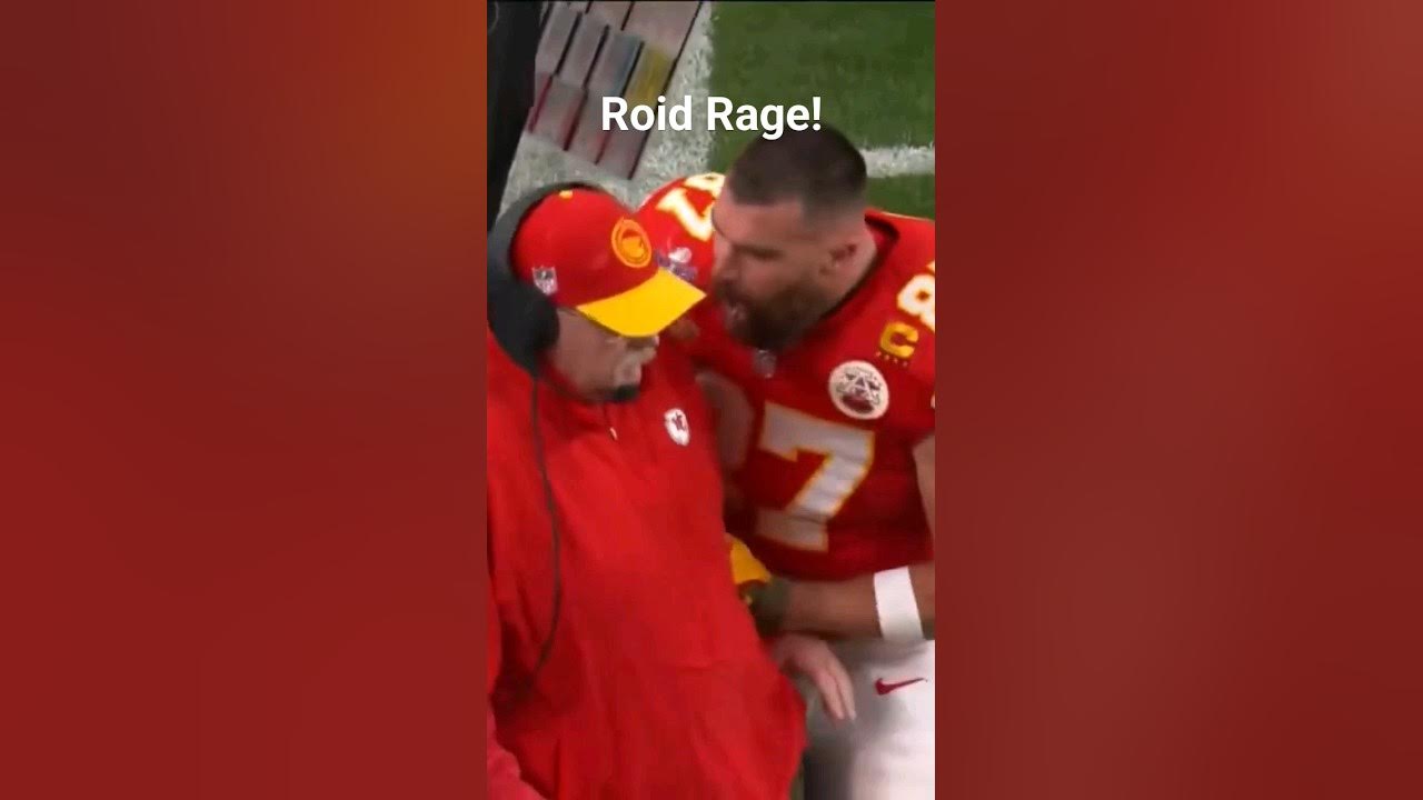 Travis Kelce suffers Super Bowl sideline meltdown pushes his coach Andy Reid - YouTube
