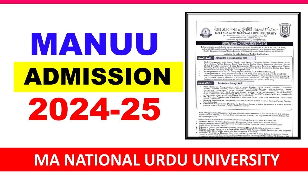 MANUU Application Form 2024 | MANUU Form Apply | MANUU me Admission ...