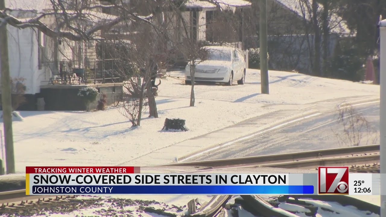 Snow covered streets across Clayton - YouTube