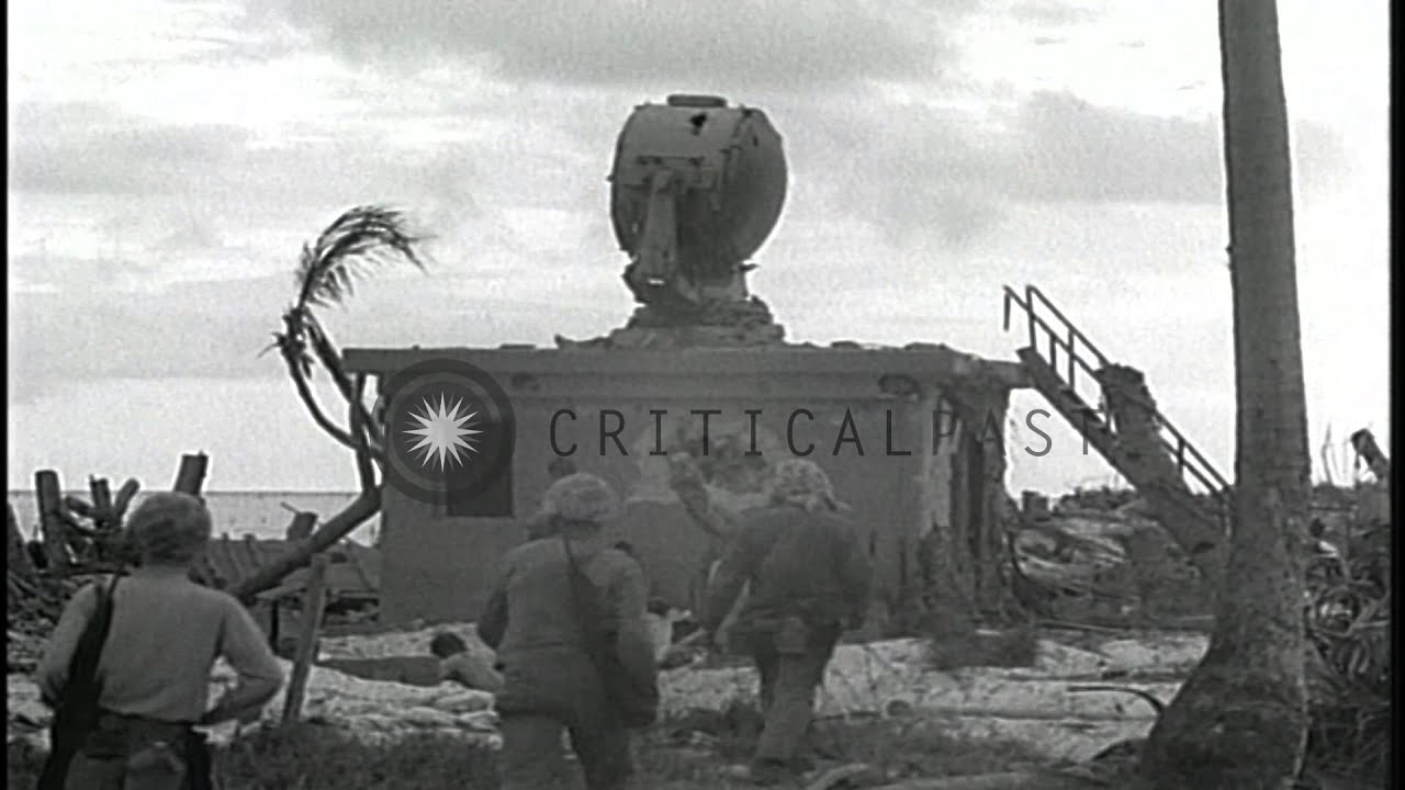 US Marines relax after the war on Gilbert Island, Pacific. HD Stock ...