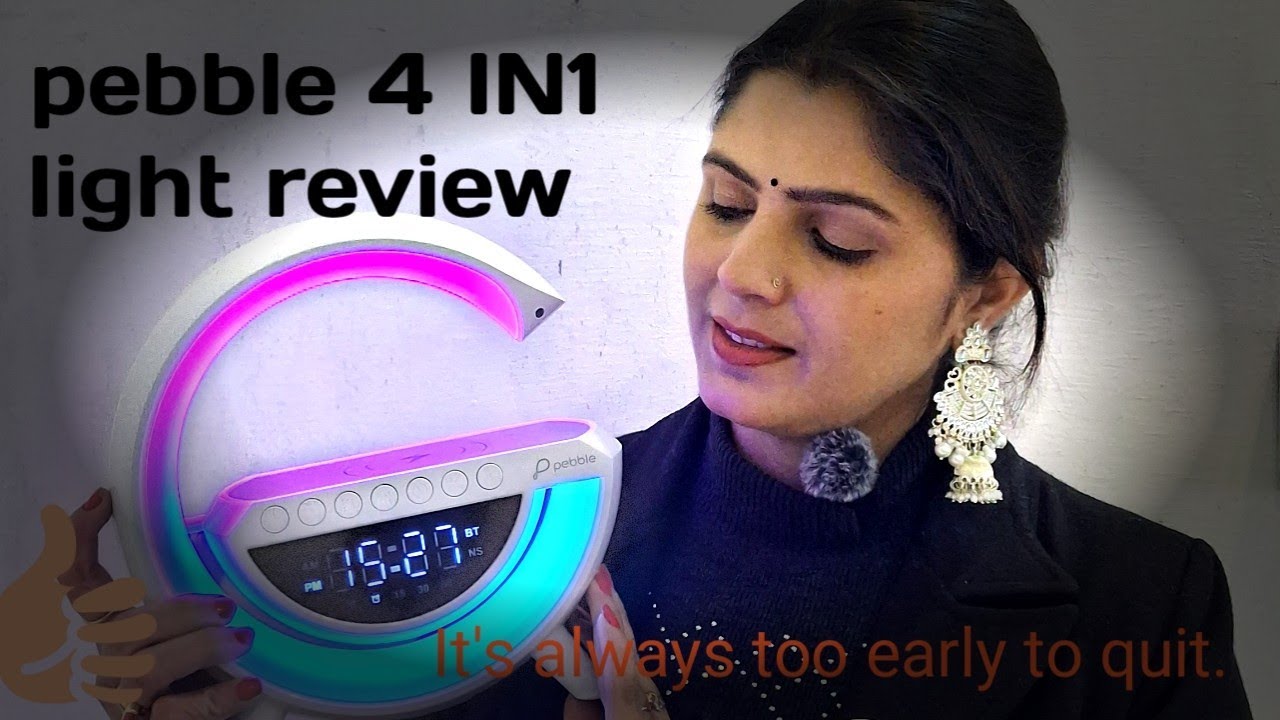 PEBBLE 4 IN 1 SPEAKER ALARM CLOCK LED LIGHT & WIRELESS CHARGER FULL ...