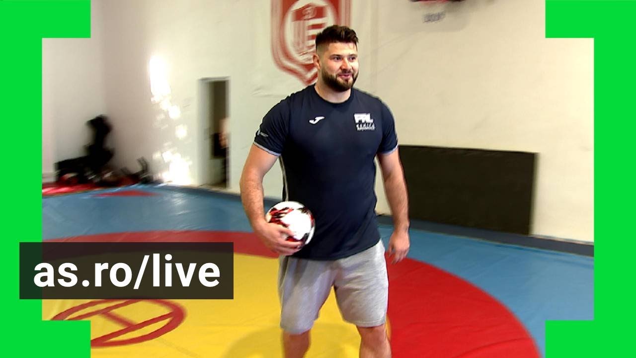 Alin Alexuc face show și cu mingea! Uriașul luptător de 2 metri vrea o ...