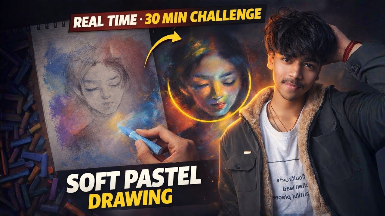 Real Time Soft Pastel Portrait Drawing | 30 Min No Cut Complete ...