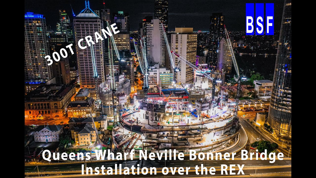 Queens Wharf Neville Bonner Bridge Install - YouTube