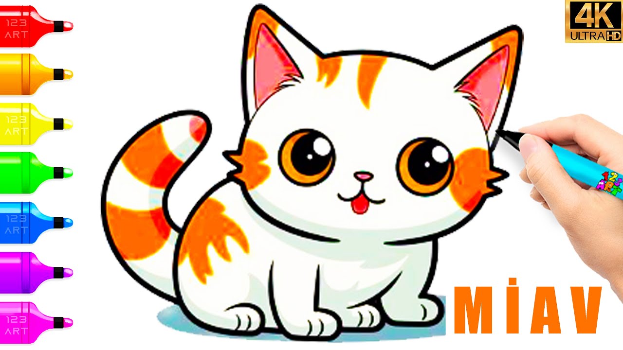 Comment dessiner un chat | Dessin de chat mignon | Dessins faciles ...