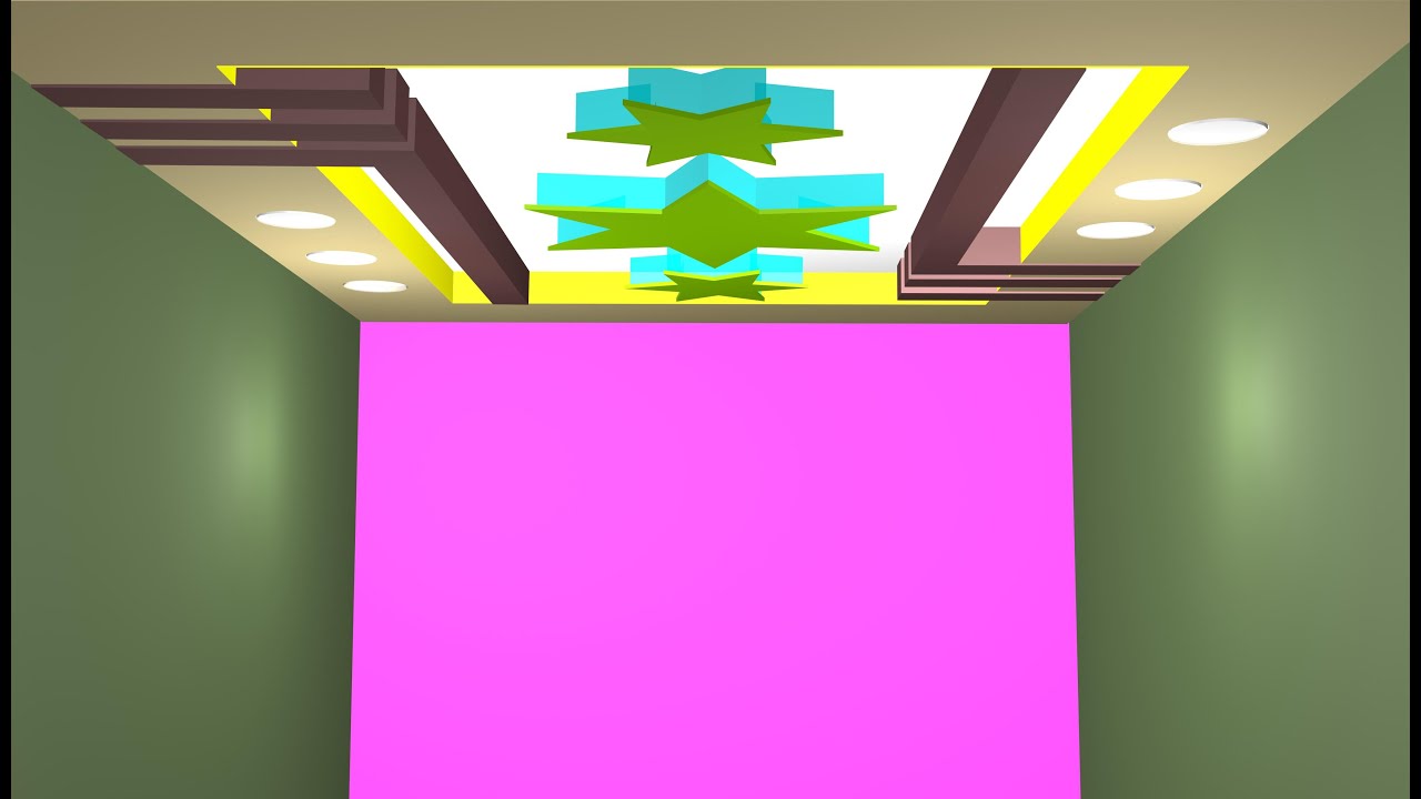 Small bedroom ceiling Star design make in 3D max./how to create a Star ...