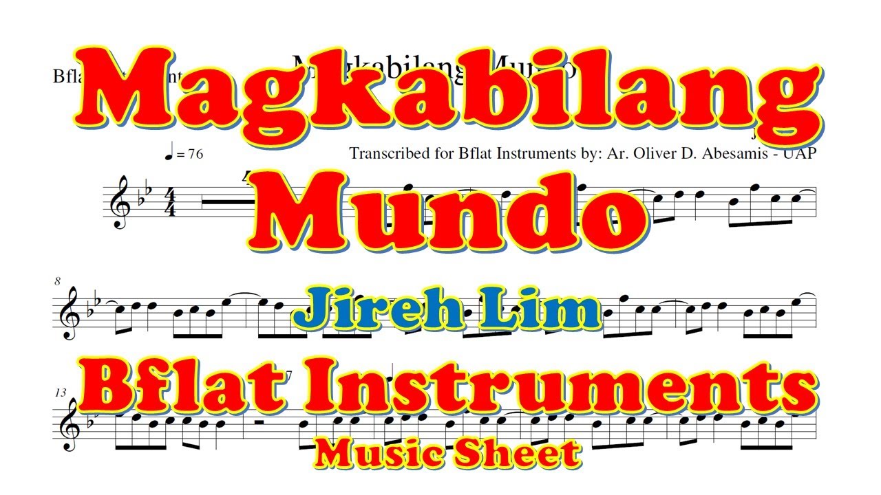 *Jireh Lim - Magkabilang Mundo | Music Sheet | Play Along for Bflat ...