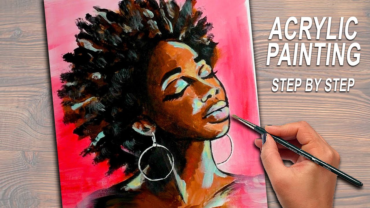 BLACK & BEAUTIFUL Acrylic Painting Tutorial | Acrylic Painting for ...
