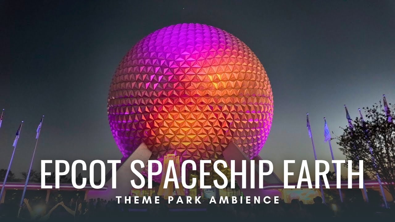 Sunset at Spaceship Earth | EPCOT | 2 Hour 4K Stationary Video - YouTube