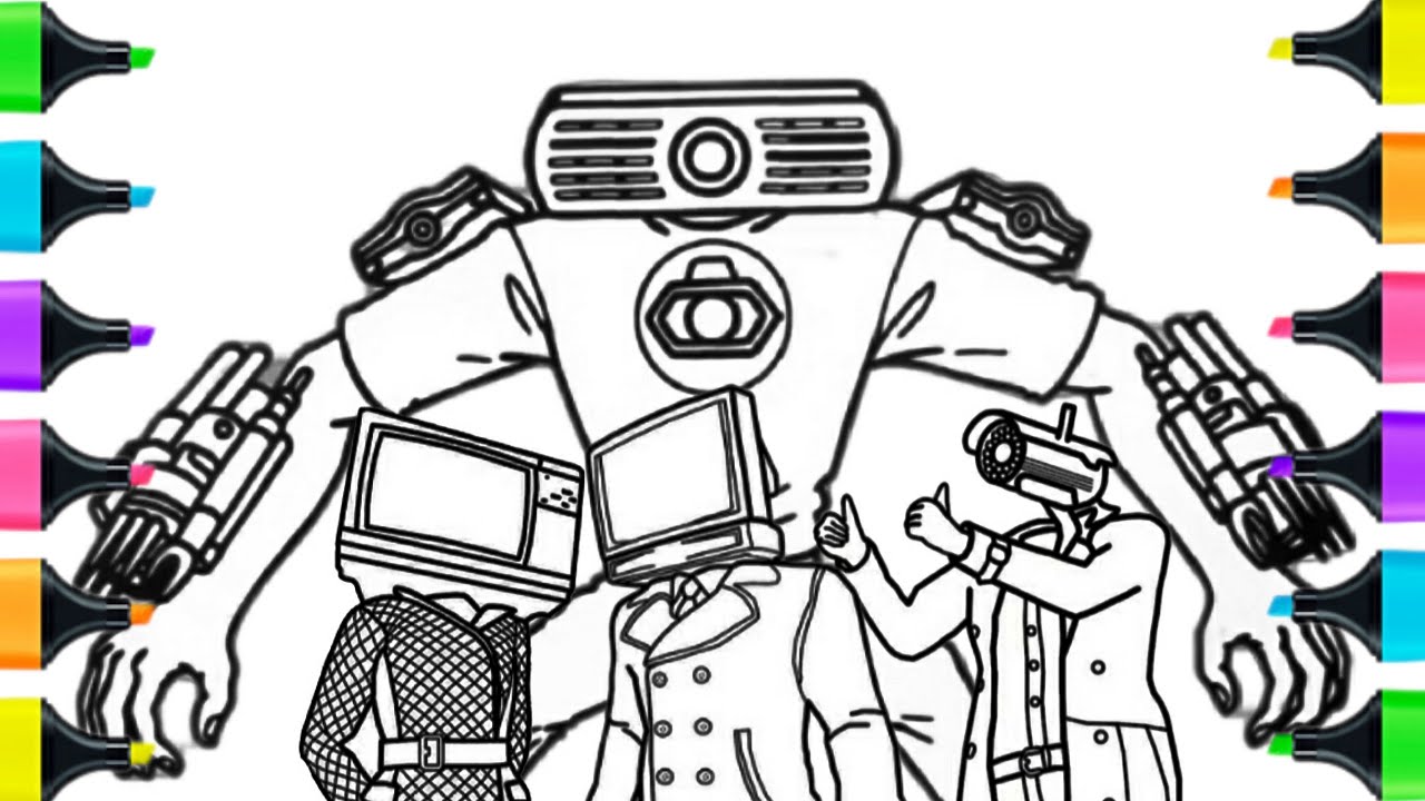 Coloring New Upgraded Mecha Projector Man vs TV Woman & TV Man ...