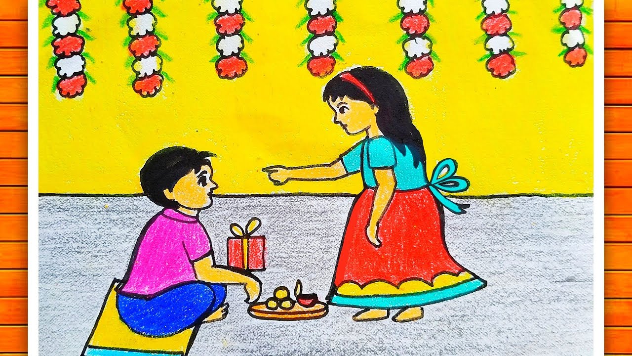 Bhai Dooj Drawing|How To Draw Bhai Dooj Special Scenery|Bhai Phota ...