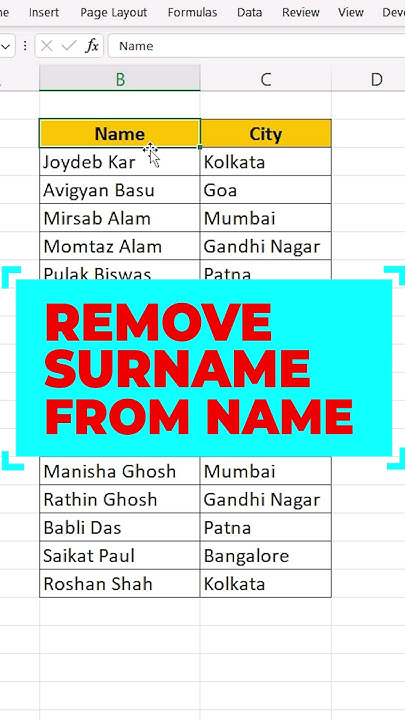 How to Remove Surname From Full Name😎||Advance Excel 💯 #exceltricks #excelshorts #exceltips # ...