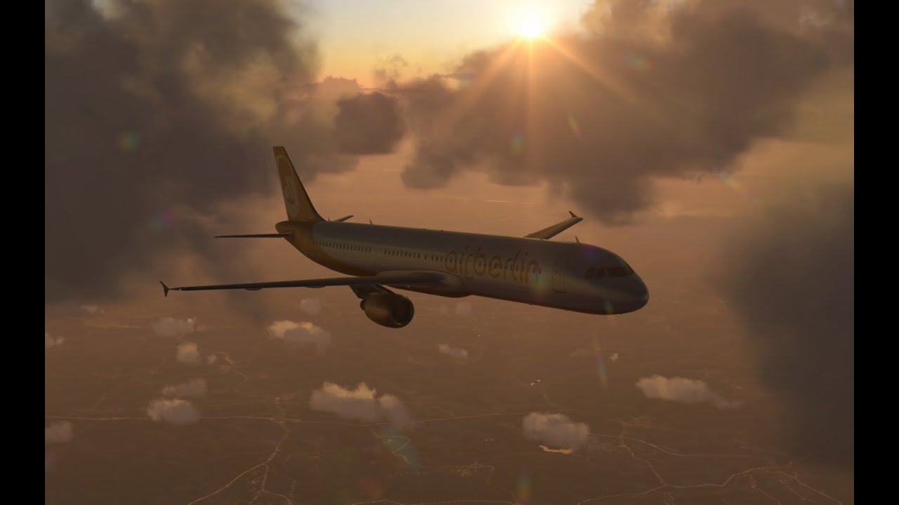 FSX Realistic Sunrise takeoff from Dusseldorf - YouTube