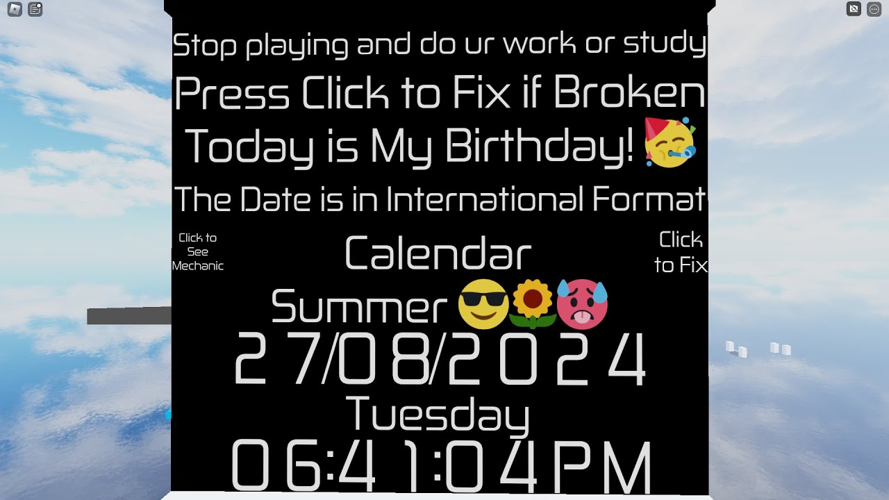 Working Calendar V1.0 in Obby Creator! - Roblox - YouTube