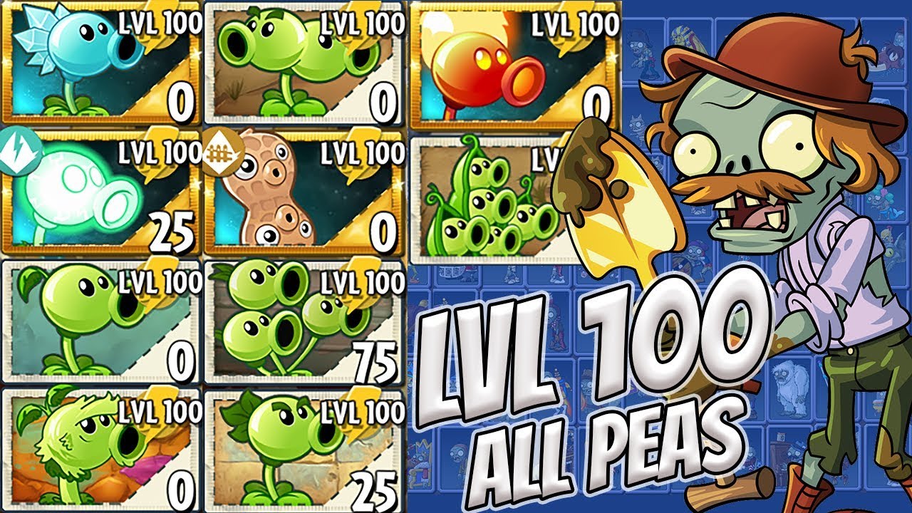 All Level 100 Peashooter Challenge vs Excavator Zombie - Plants vs ...