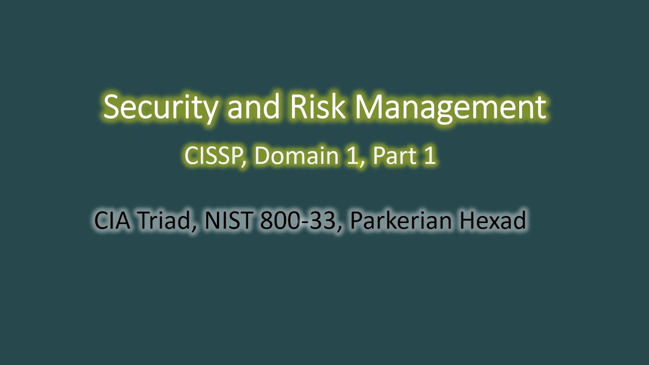 CISSP Domain 1, Security Risk Management, CIA Triad - YouTube