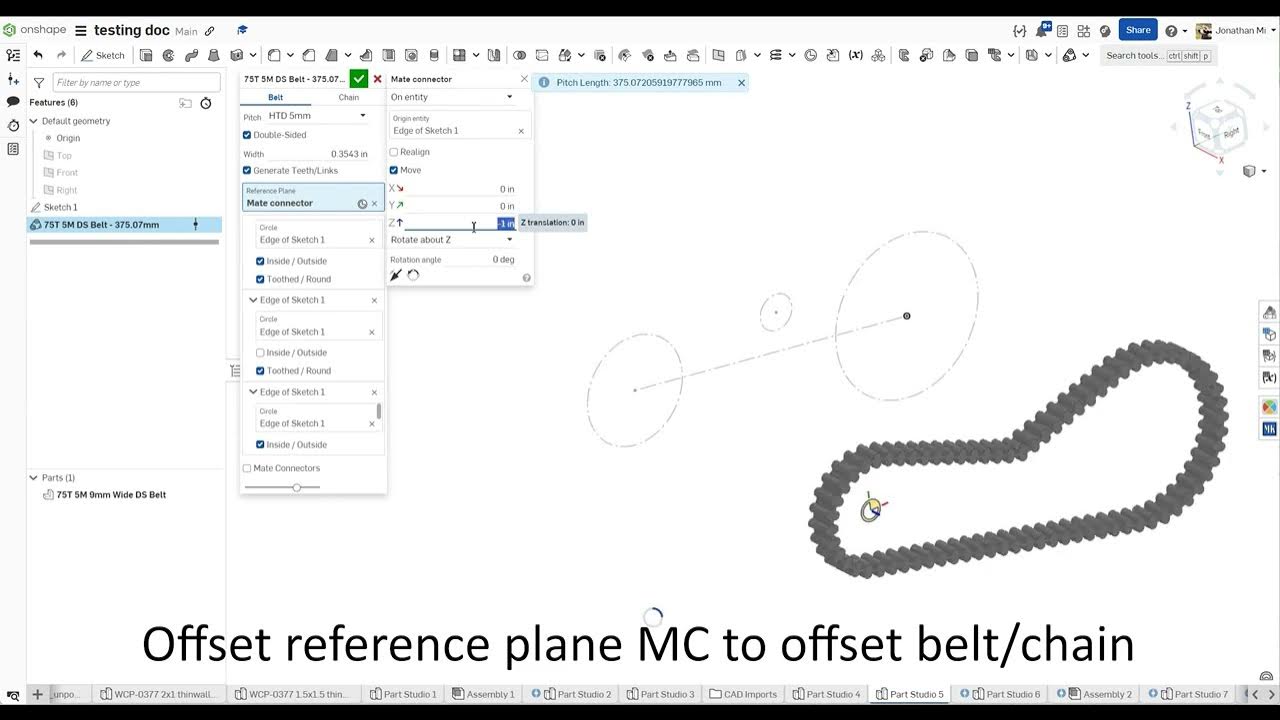 Belt & Chain Gen Featurescript for Onshape - YouTube
