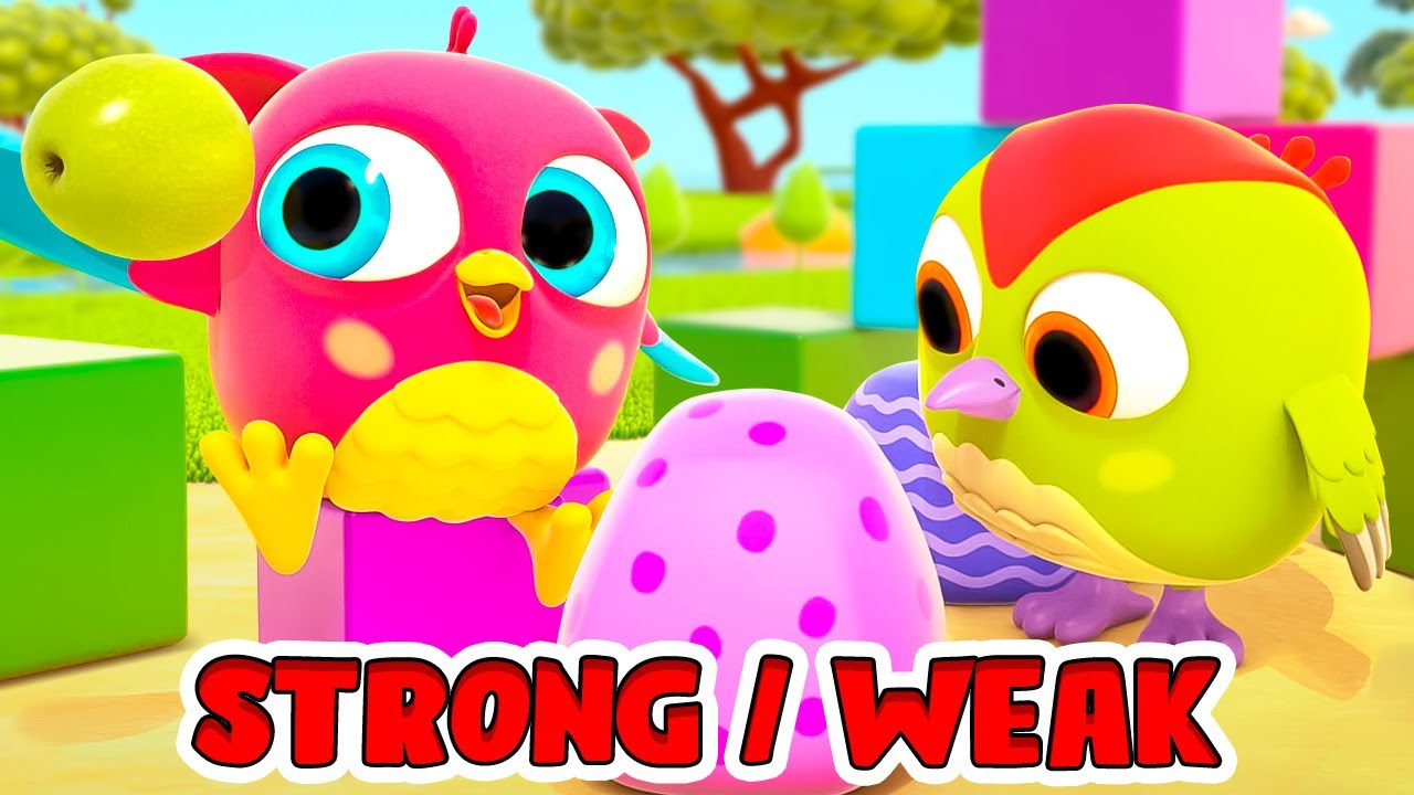 STRONG WEAK song for kids | Nursery rhymes with Peck Peck the ...