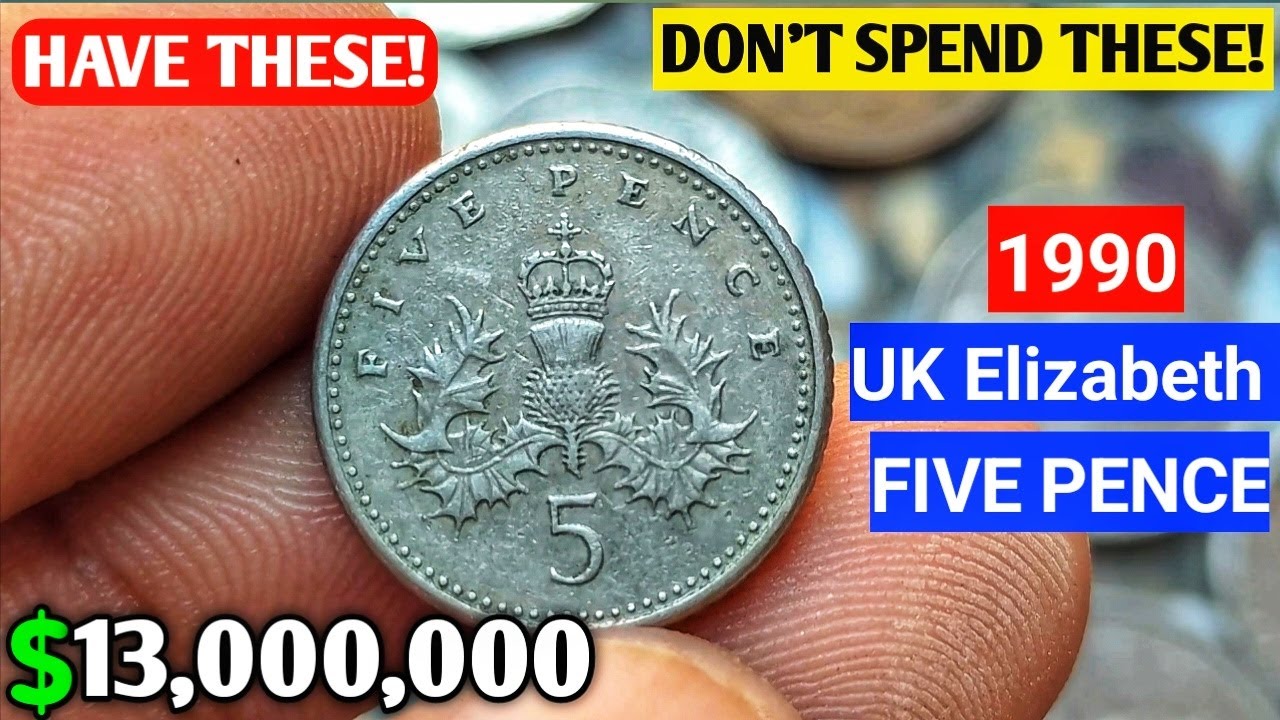 Most Ultra Rare & Valuable 1990 Uk Elizabeth Small 5 Pence Worth a ...
