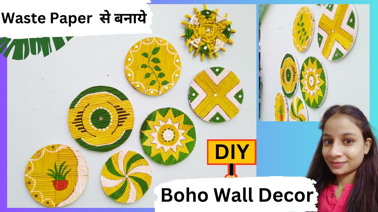 Easy Boho Wall Decor DIY from Waste Paper || Waste Paper Craft Idea ...