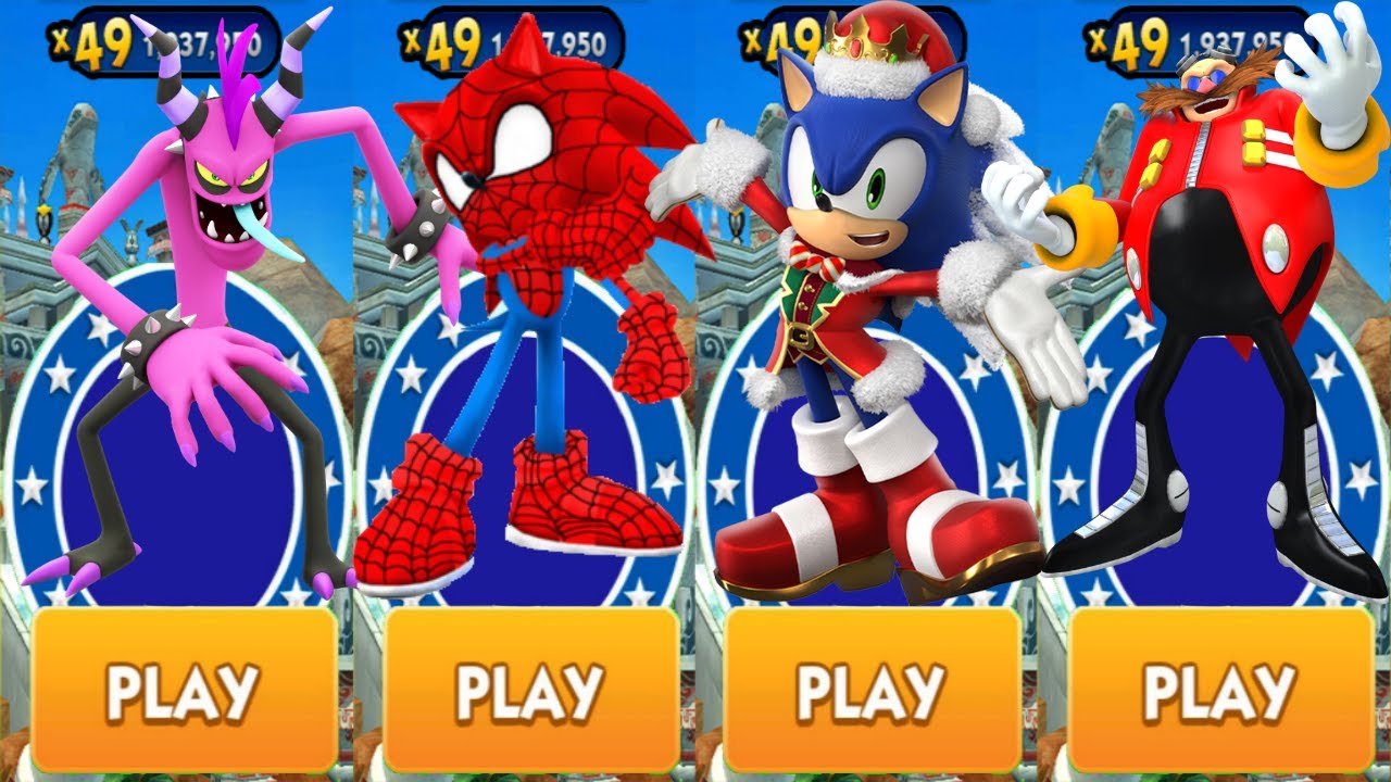 Sonic Dash vs Spiderhog Sonic Run - Snowdrift Sonic vs Spiderman Sonic ...