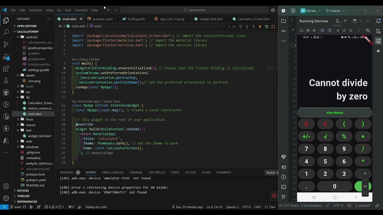 Flutter Calculator App run in Android | A Simple & Stylish Calculator in Flutter 🔢 - YouTube