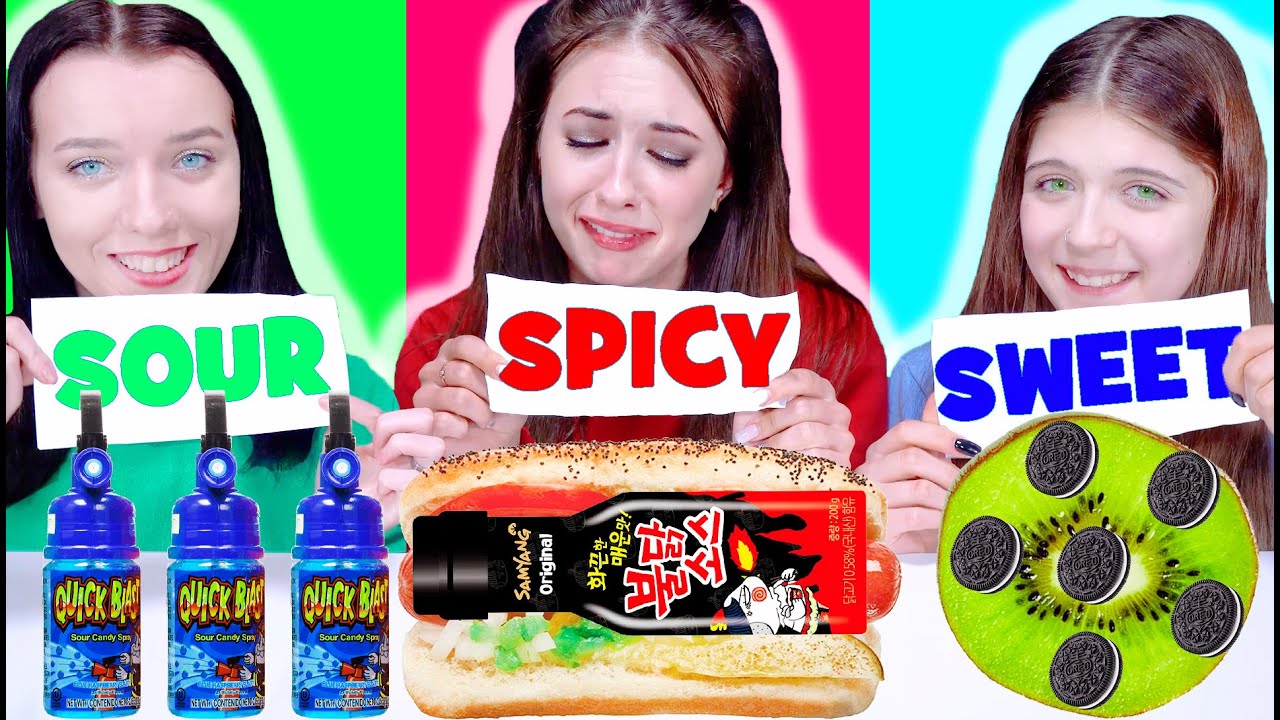 ASMR Spicy Food VS Sweet Food VS Sour Food Combination Challenge ...