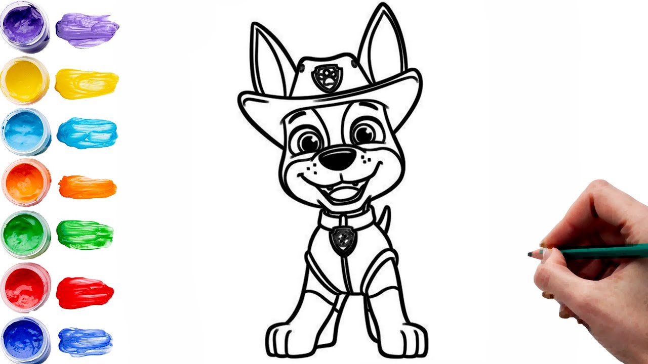 How to Draw Tracker From PAW Patrol : Tracker Drawing for Kids - YouTube