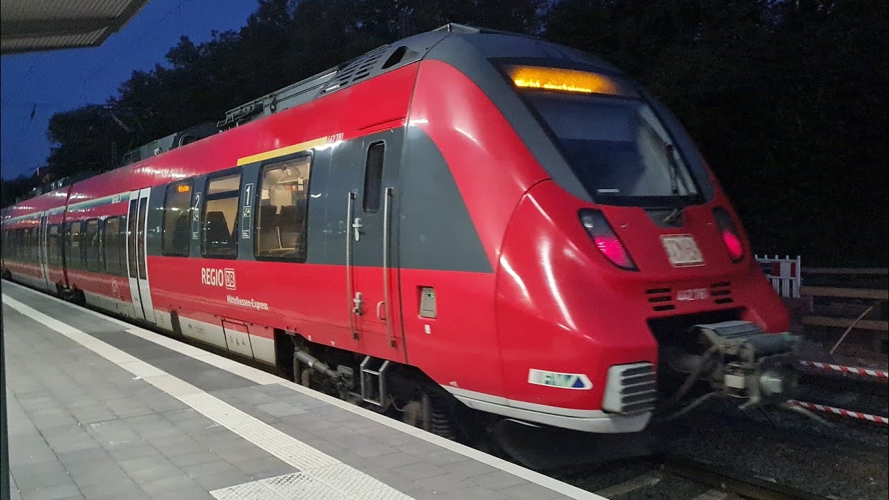 Treysa Bahnhof Abfahrt BR442 Talent 2 fahren - YouTube