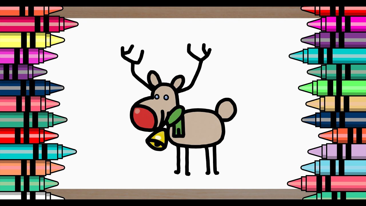 How to draw RUDOLF / Drawing and Coloring Easy tutorial for kids # ...