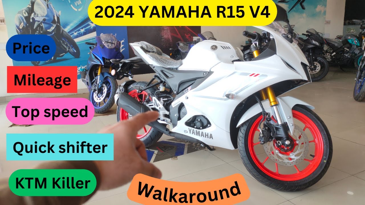 2024 Yamaha R15 V4 Intensity white color New Model: Detailed Walkaround ...