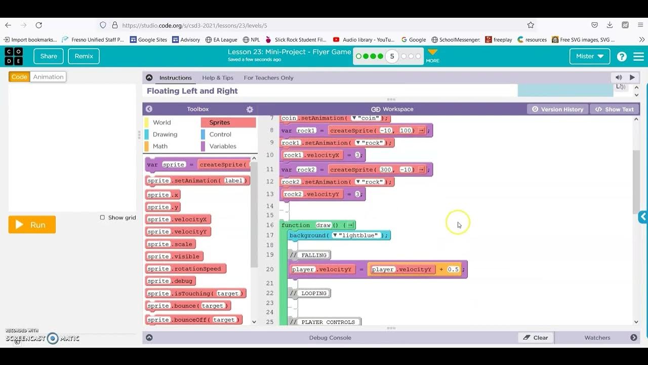 code.org lesson 23 Flyer Game - YouTube