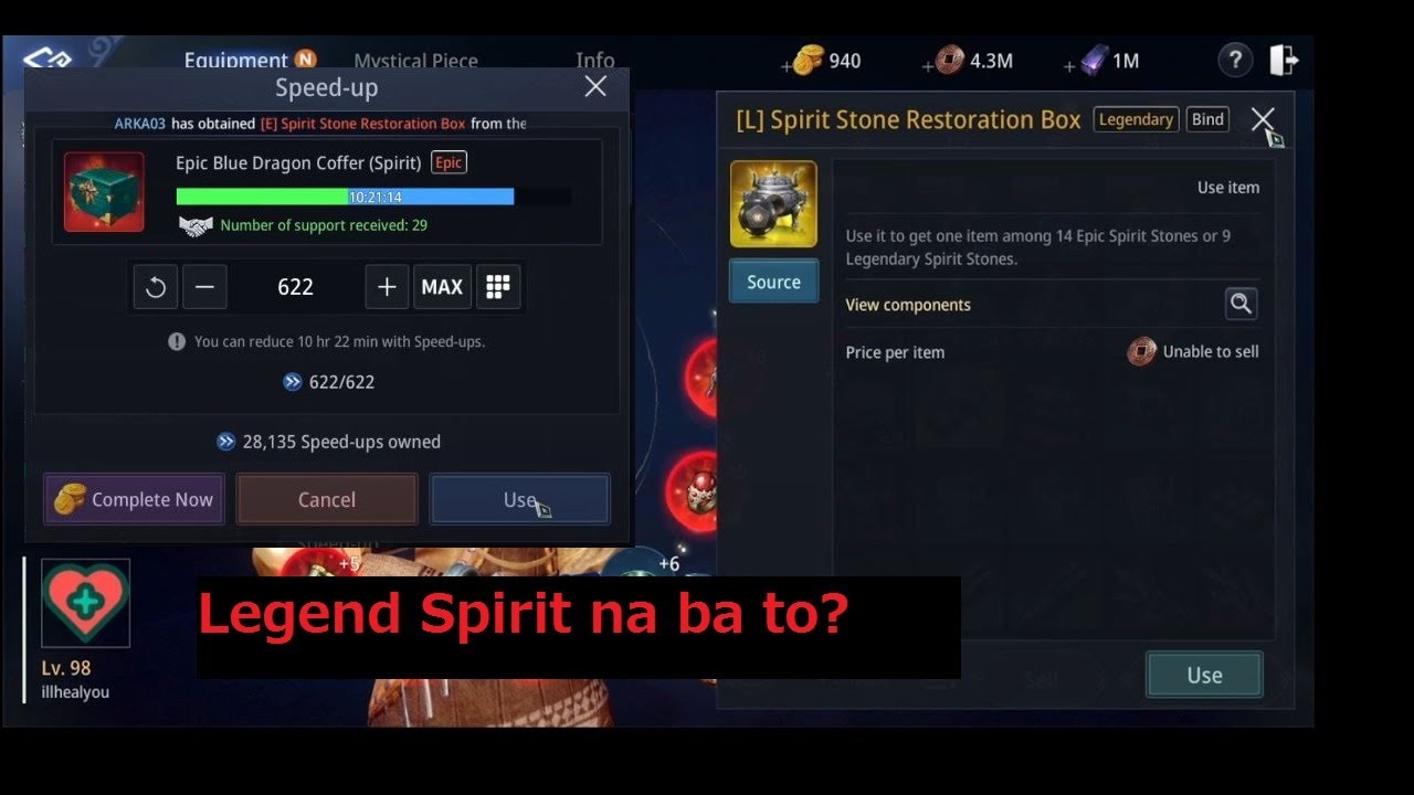 MIR 4 - LEGEND SPIRIT STONE RESTORATION BOX + EPIC SPIRIT UNSEALING ...