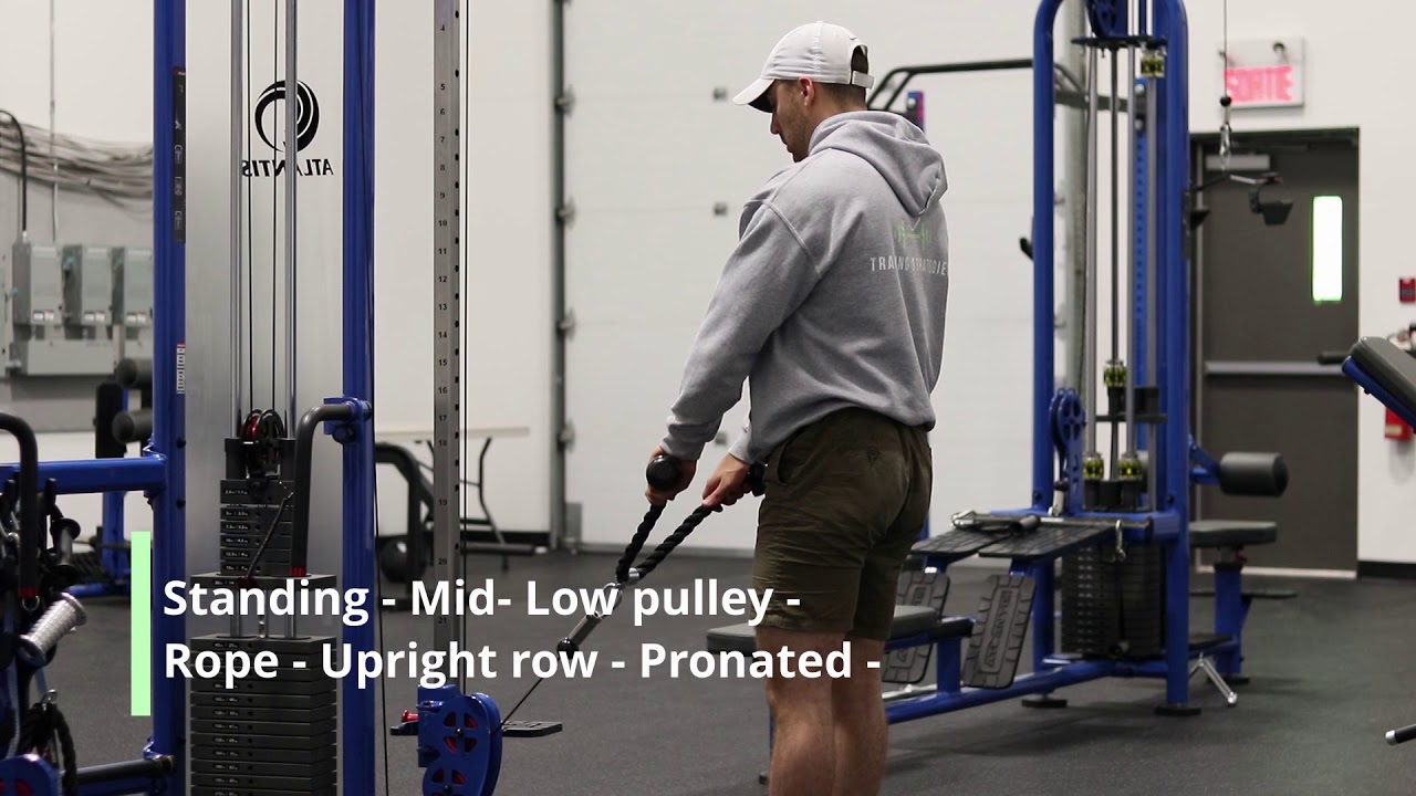 Standing - Mid- Low pulley - Rope - Upright row - Pronated - - YouTube