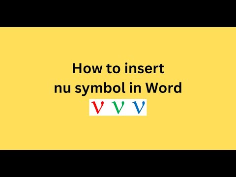 How to insert nu symbol in Word - YouTube