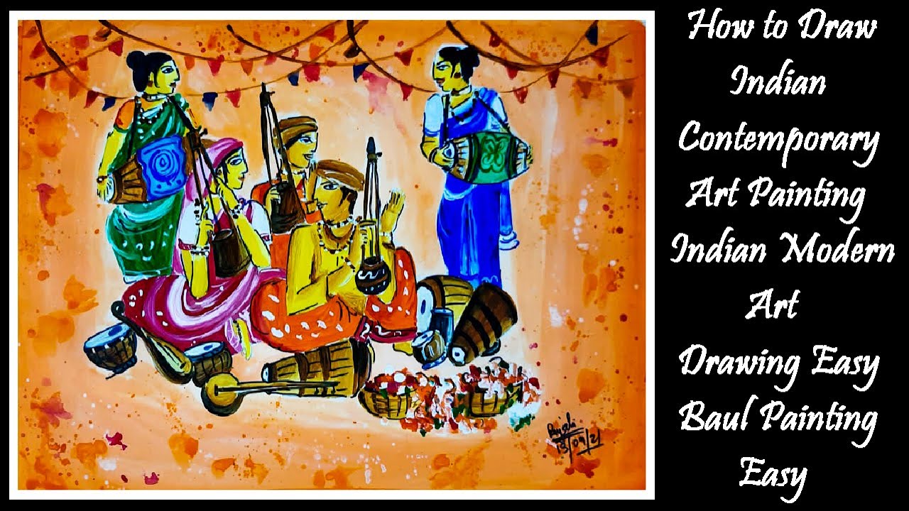 How to Draw Indian Contemporary Art Painting Indian Modern Art Drawing ...