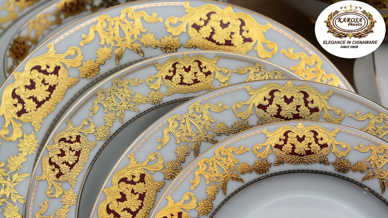 Pure gold embossed decal fine bone china 24pcs dinnerware set - from ...