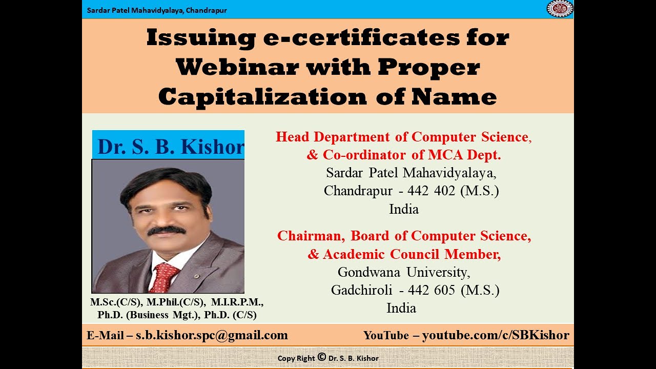 Issuing e-certificates for Webinar with Proper Capitalization of Name ...
