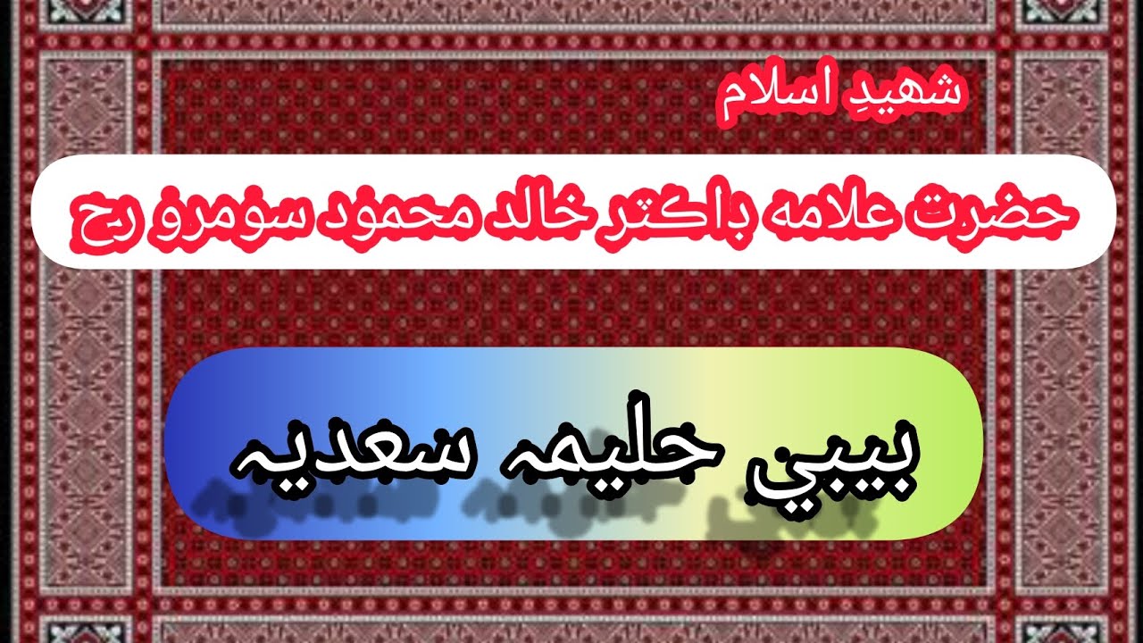 Hazrat Allama Dr Khalid Mahmood Soomro Bayan Mozu Bibi Haleema Saadia ...