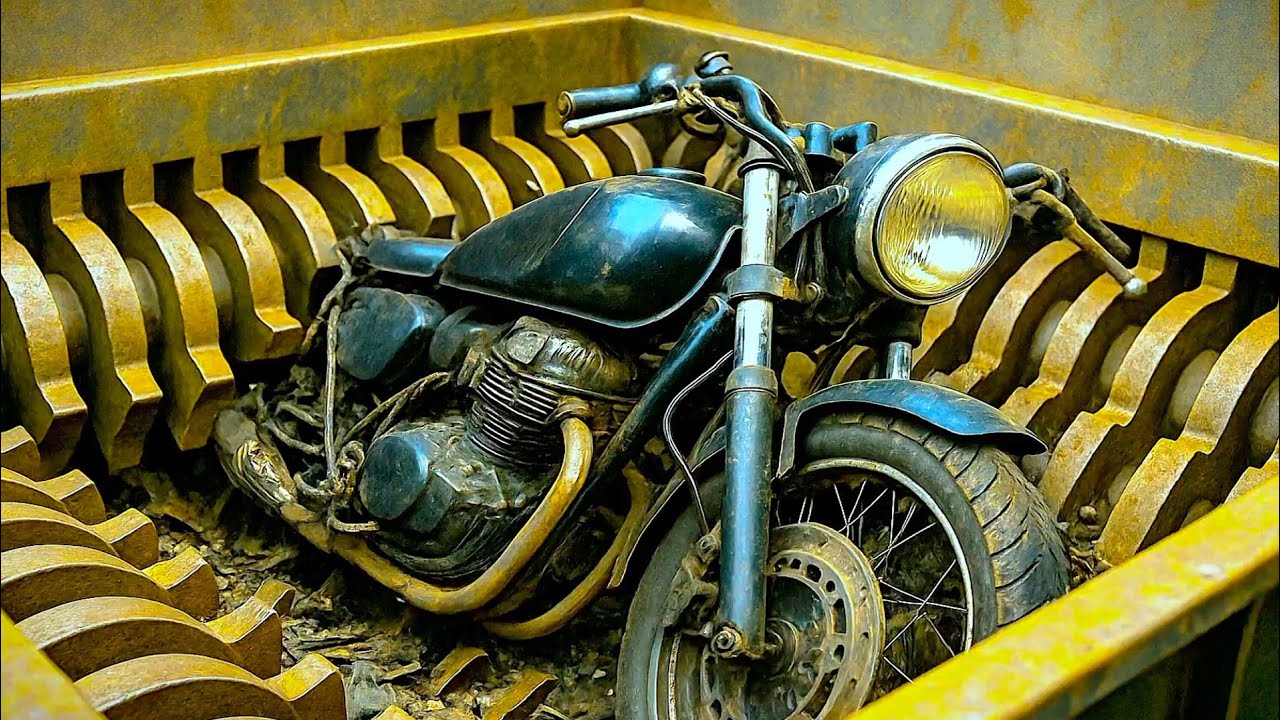 Giant Metal Shredder Destroying Motorcycle, Vehicle ! Extreme Metal ...