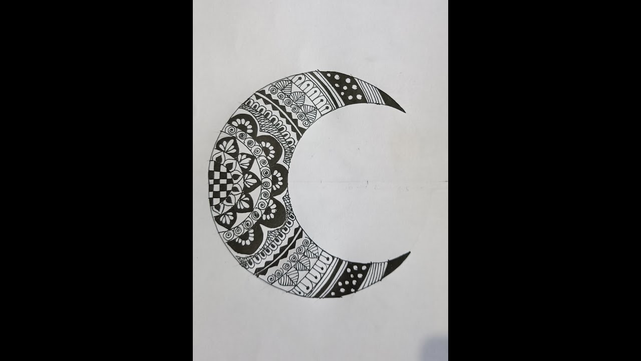 How to draw half moon mandala / mandala drawing easy step by step / M art and craft - YouTube