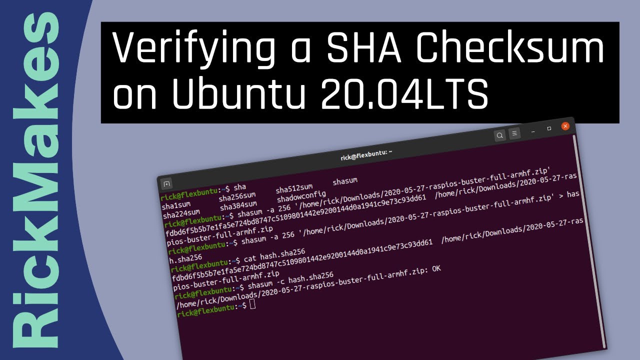 Verifying a SHA Checksum on Ubuntu 20.04LTS - YouTube