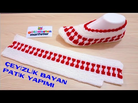 Çok kolay çeyizlik bayan patik modeli / Kolay bayan patik modeli / İki şiş ile patik modeli